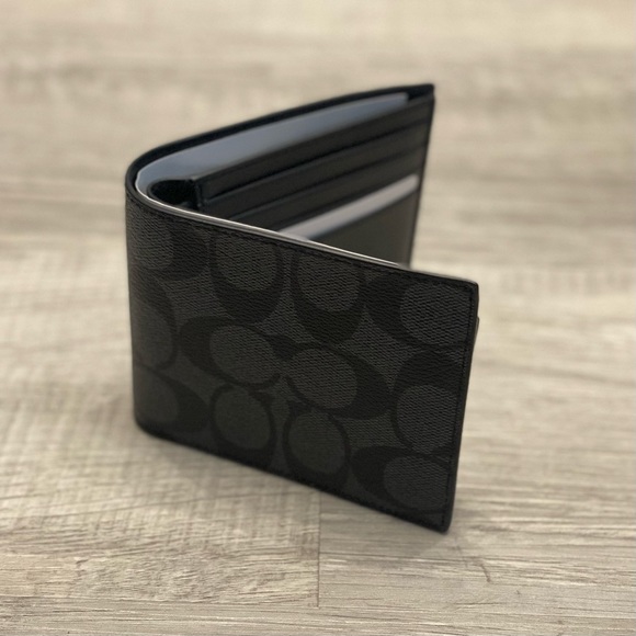 Coach | Bags | Coach Compact Id Wallet In Signature Canvas Nwt | Poshmark